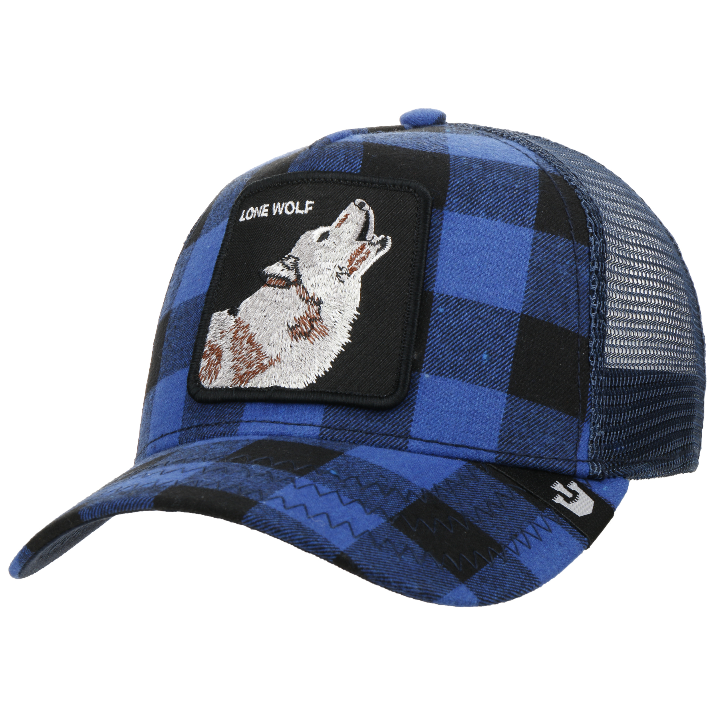 Blue Check Lone Wolf Trucker Cap by Goorin Bros. - 54,95