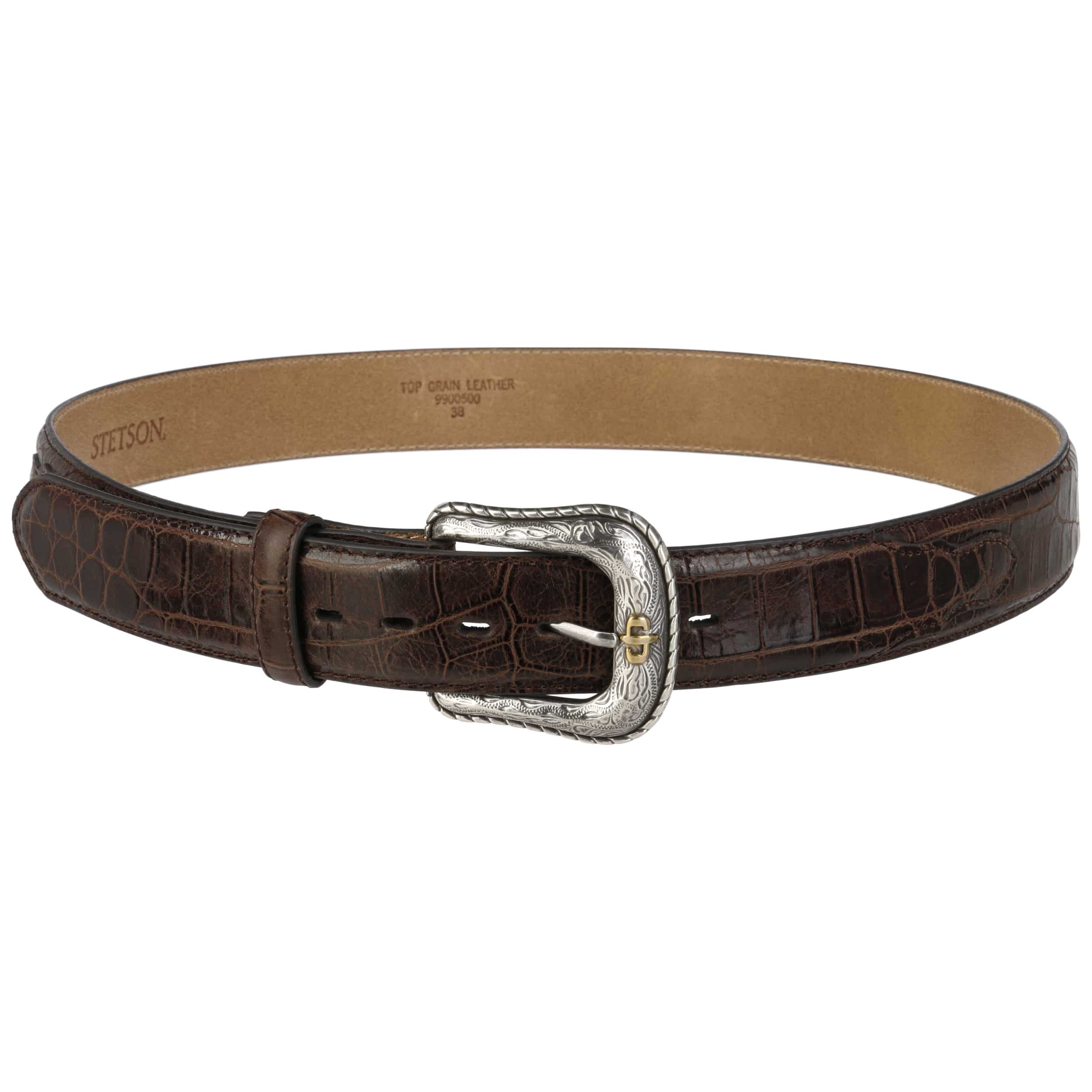 Caiman Embossed Leather Belt by Stetson - 120,00