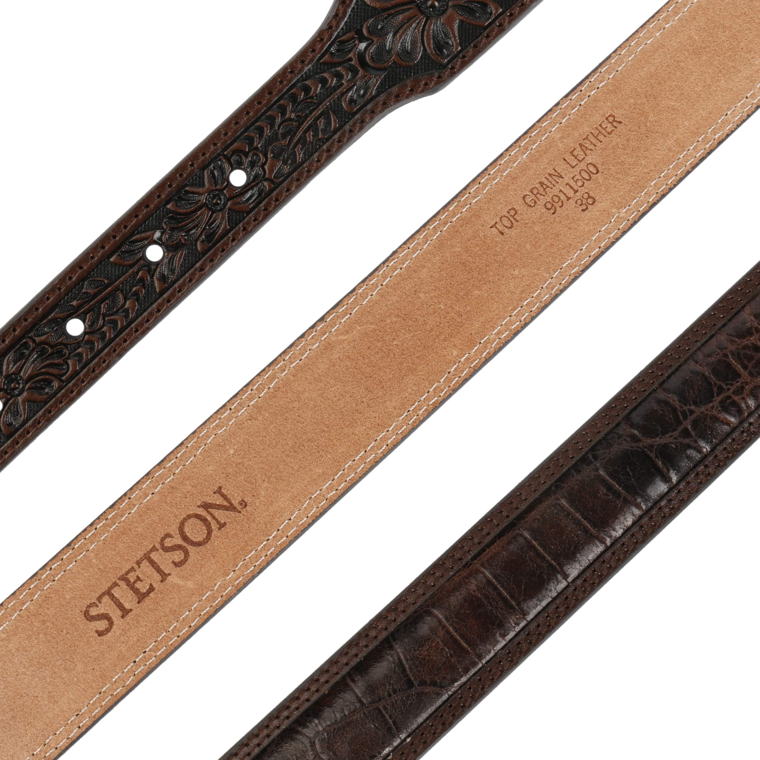 Croco Print Tooled Leather Belt by Stetson - CHF 128.95
