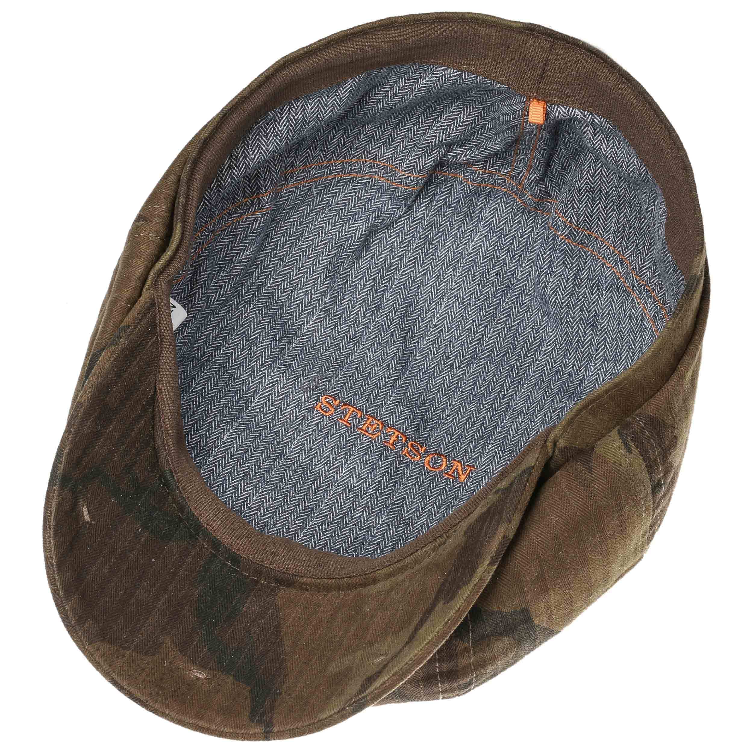 Hatteras Waxed Cotton Camo Flat Cap by Stetson - 79,00