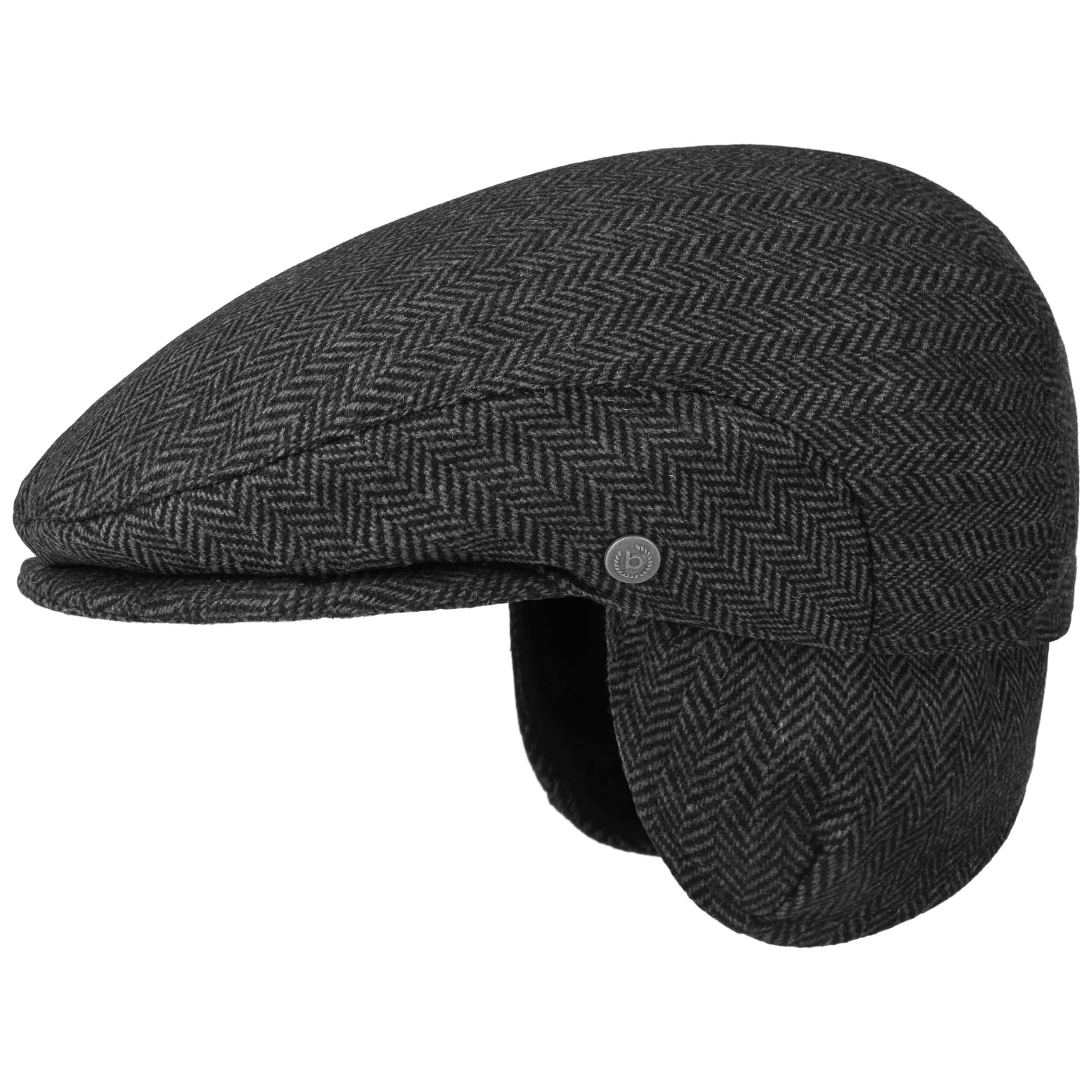 Herringbone Flat Cap med Øreklapper by bugatti - 439,00 kr