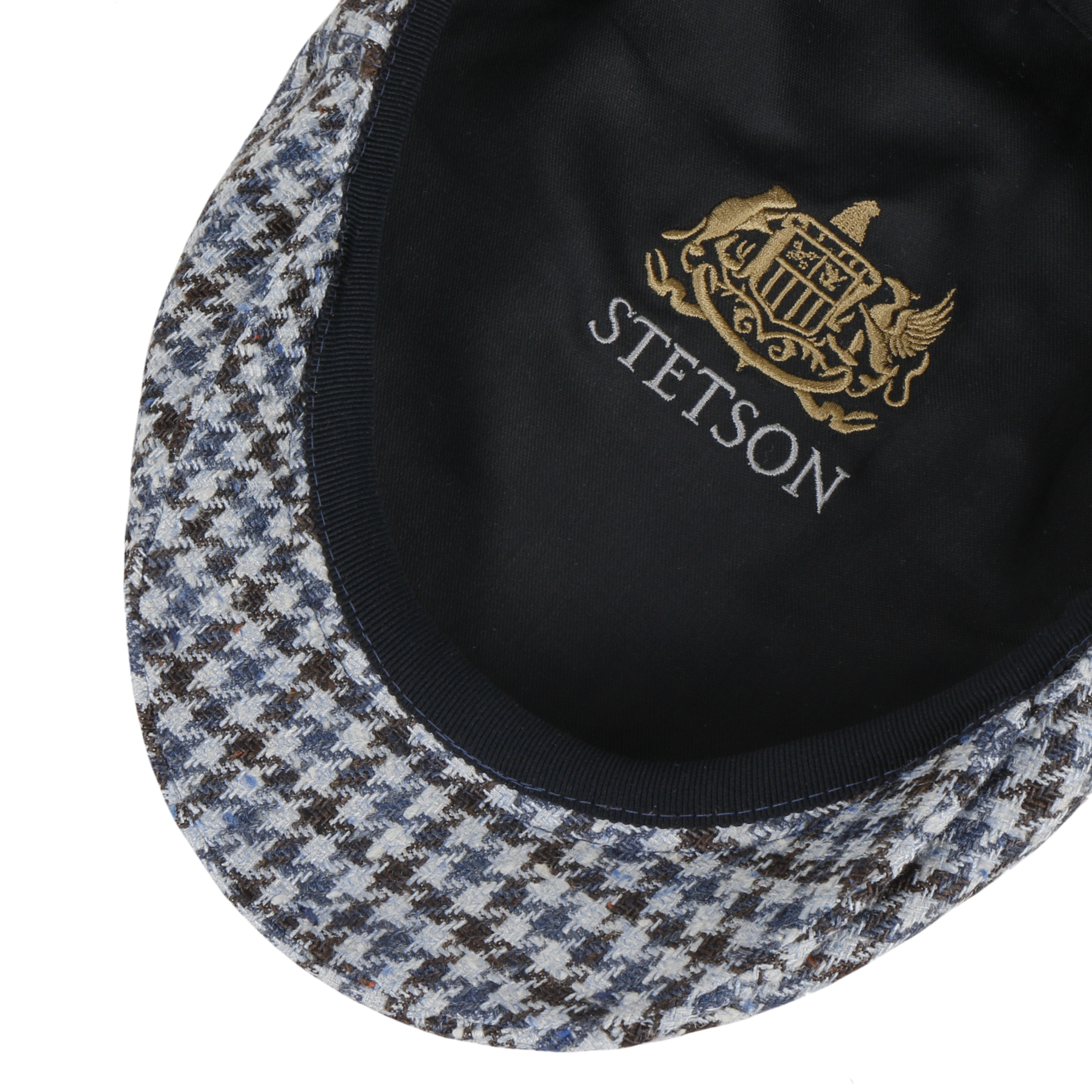 Kent Tricolour Houndstooth Flatcap by Stetson - 99,00
