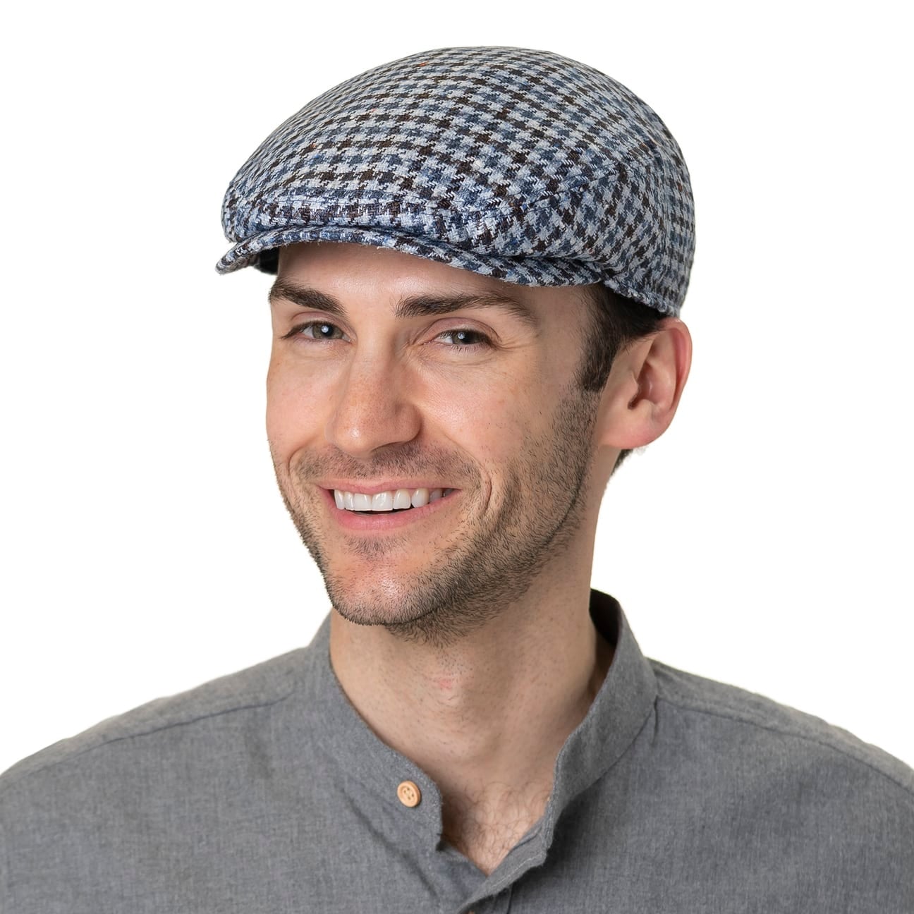 Kent Tricolour Houndstooth Flatcap by Stetson - 99,00