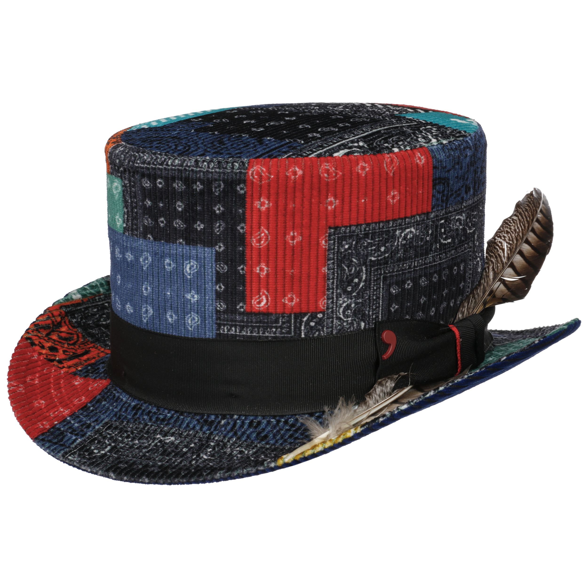 Patchwork Hög Hatt med Fjäder by Alfonso D’Este - 2549,00 kr