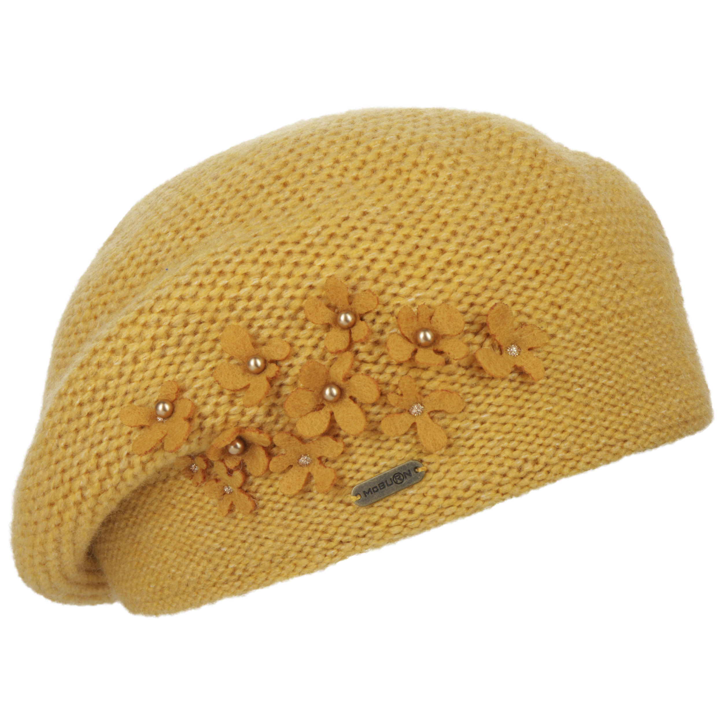 Strikket Baret med Blomster og Perler by McBURN --> Køb hatte, huer ...