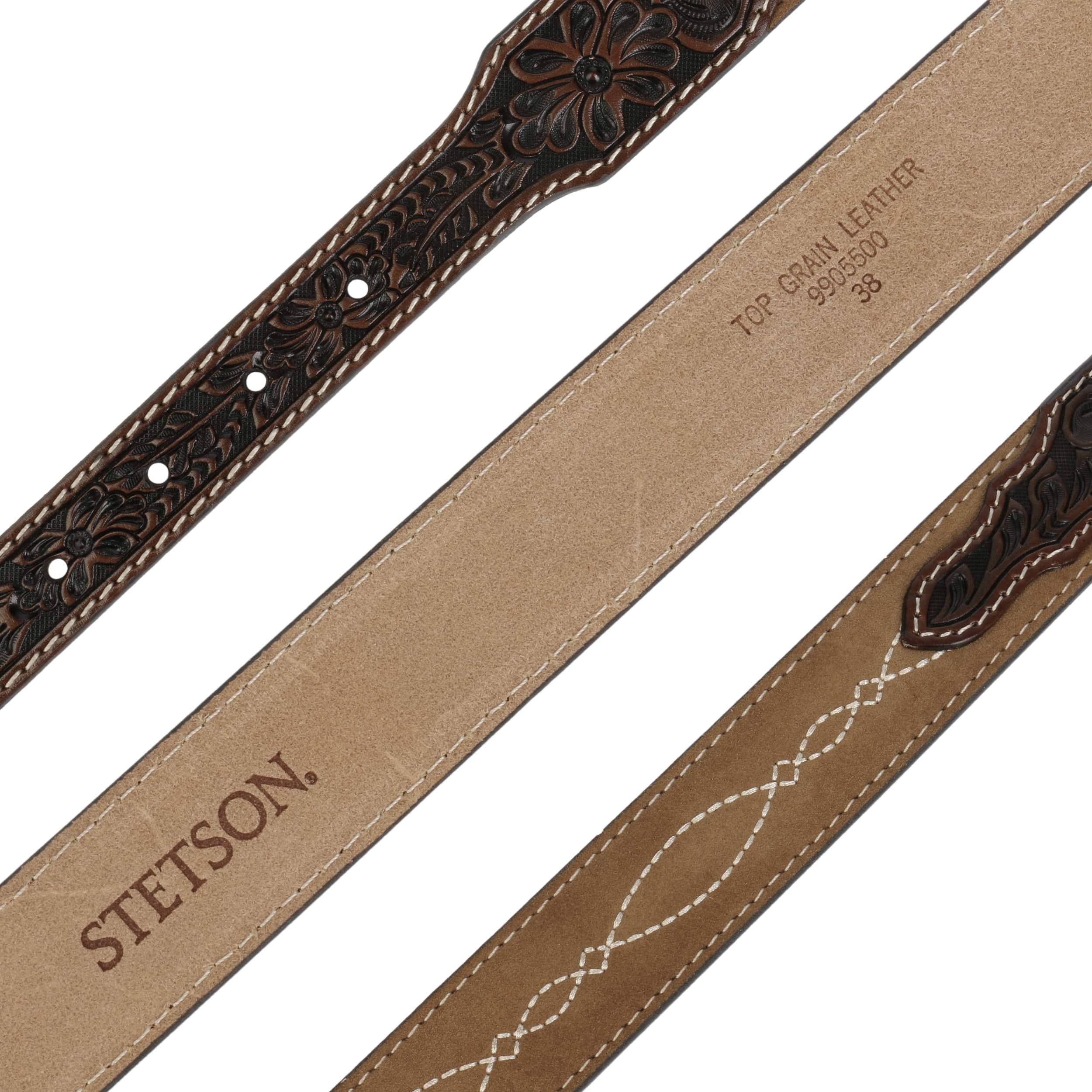 Tooled Tapered Leather Belt by Stetson - 110,00